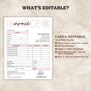 Invoice Template Editable, Small Business Custom Order Form Printable ...