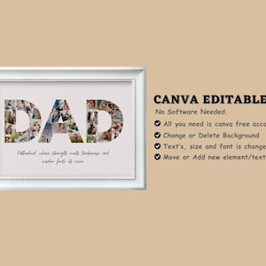 Dad Photo Collage Template, Dad Picture Collage, Fathers Day Photo ...