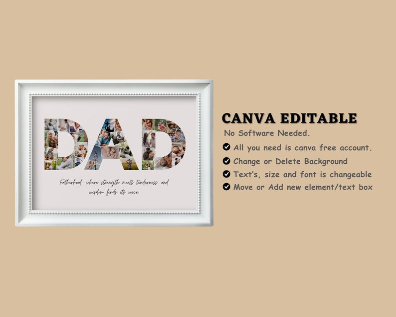 Dad Photo Collage Template, Dad Picture Collage, Fathers Day Photo ...