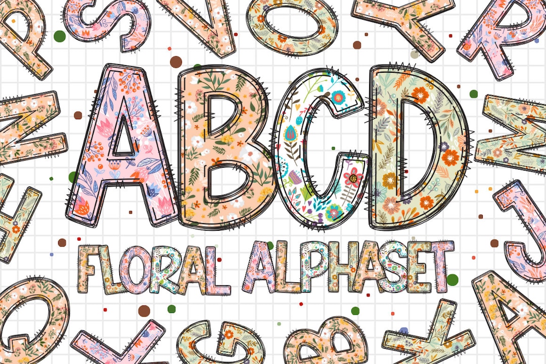 Spring Floral Alphabet Letters PNG Bundle, Summer Mothers Day Flower ...