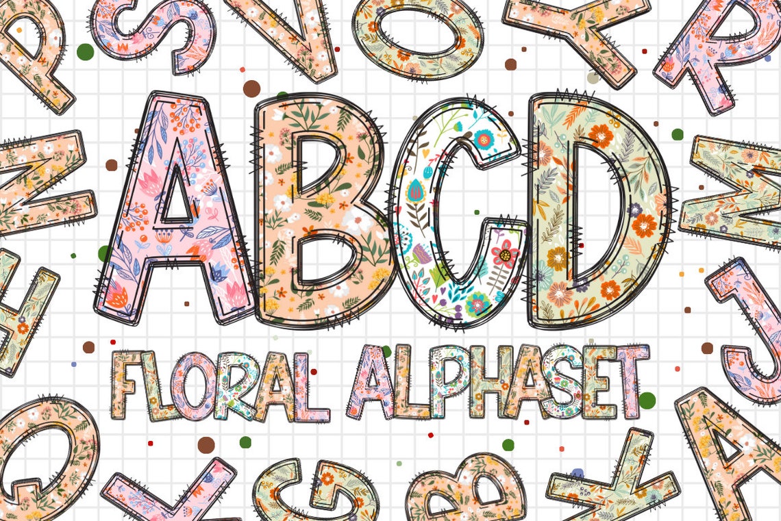 Spring Floral Alphabet Letters PNG Bundle, Summer Mothers Day Flower ...