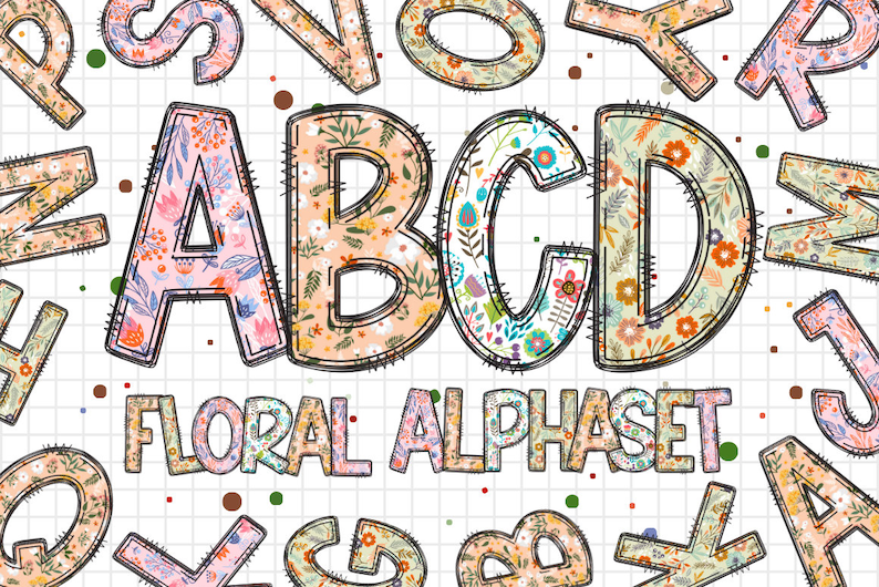 Spring Floral Alphabet Letters PNG Bundle, Summer Mothers Day Flower ...