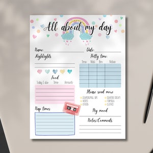 Boho Daycare Report Mail, Daycare Printable, Day Care Report, Daily Log ...