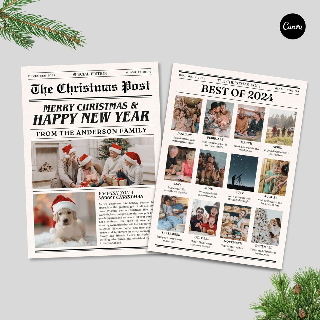 Christmas Newsletter Template Editable, Year in Review Holiday Card ...