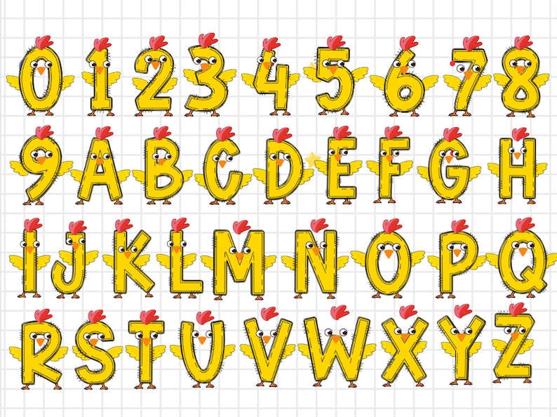 Easter Alphabet Letters PNG Bundle, Hand Drawn Doodle, Easter Eggs ...