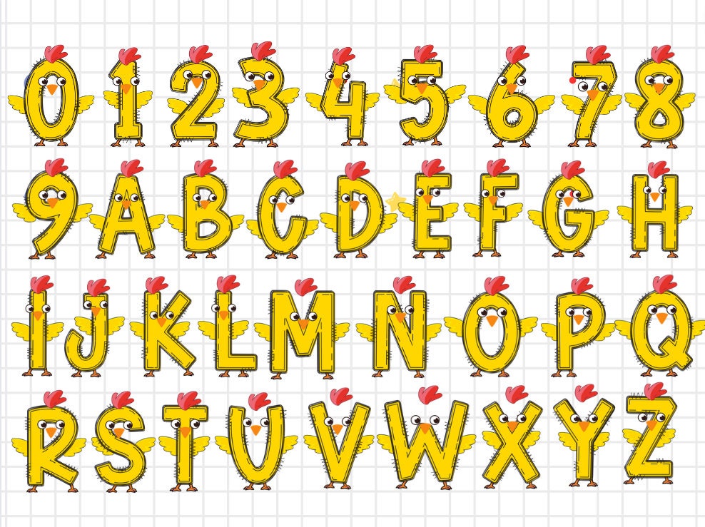 Easter Alphabet Letters PNG Bundle, Hand Drawn Doodle, Easter Eggs ...