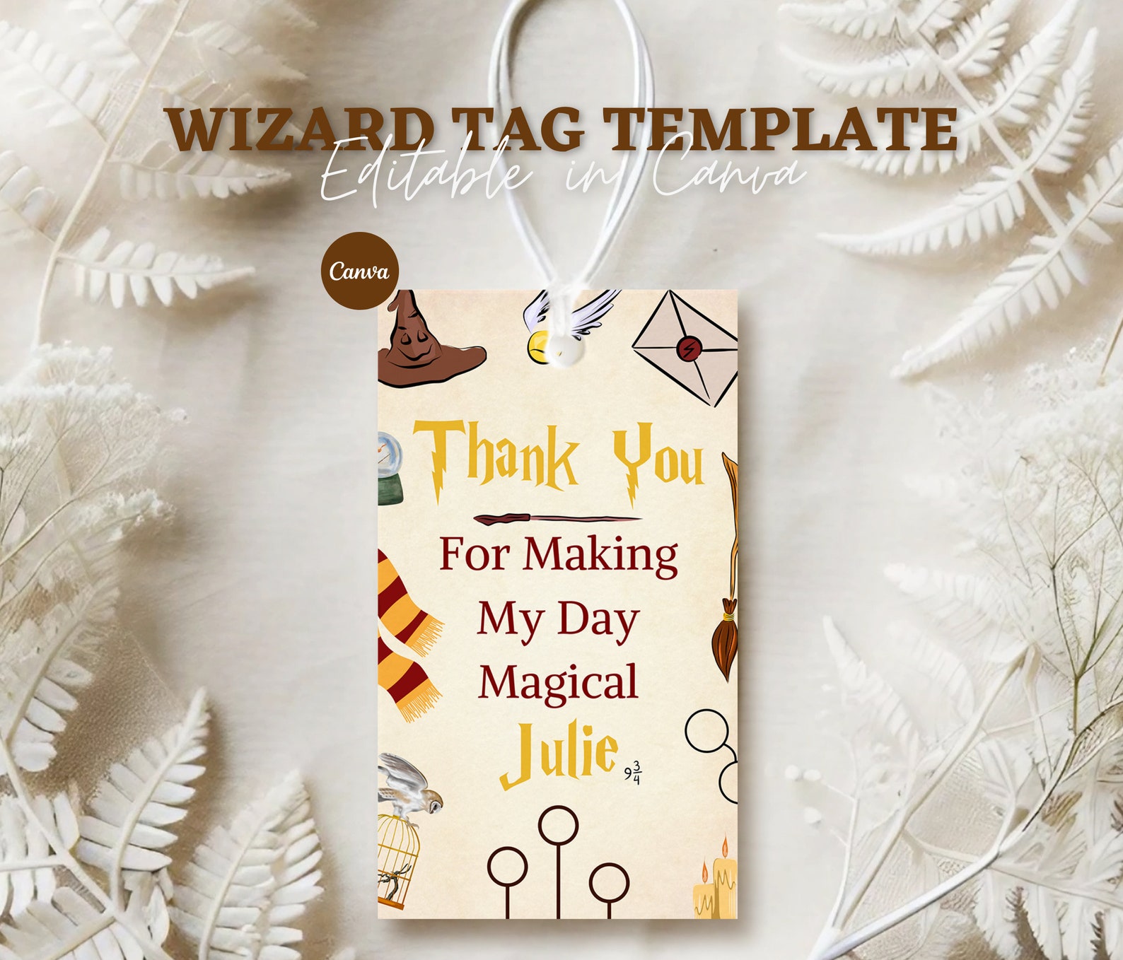 Editable Wizard Birthday Party Favor Tag, Wizard Thank You Tag ...