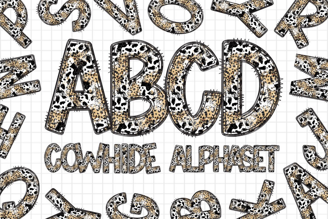 Cowhide Print Alphabet Letters Bundle, Leopard Print, Bleach Western ...