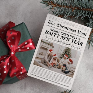 Year in Review Holiday Card Template, Printable Newspaper Christmas ...