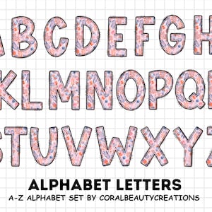 Spring Floral Alphabet Letters PNG Bundle, Summer Mothers Day Flower ...