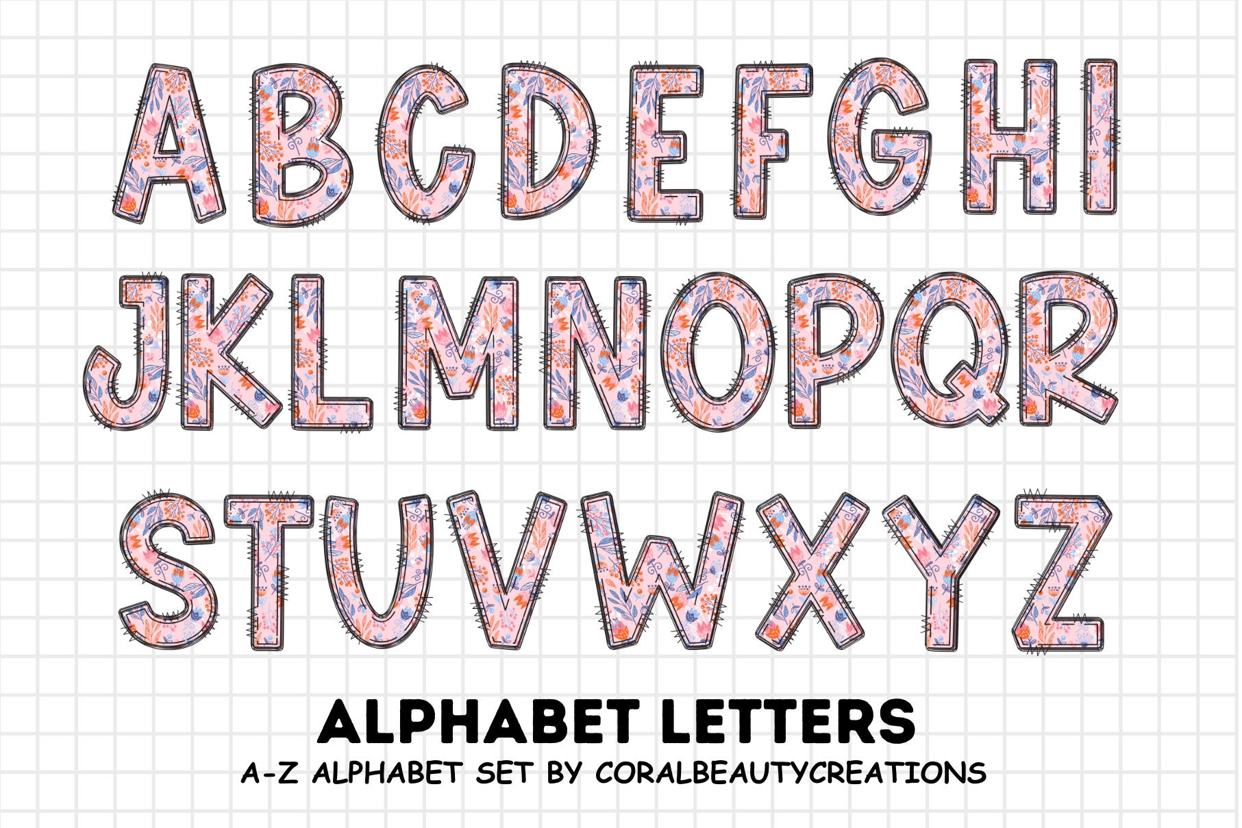 Spring Floral Alphabet Letters PNG Bundle, Summer Mothers Day Flower ...