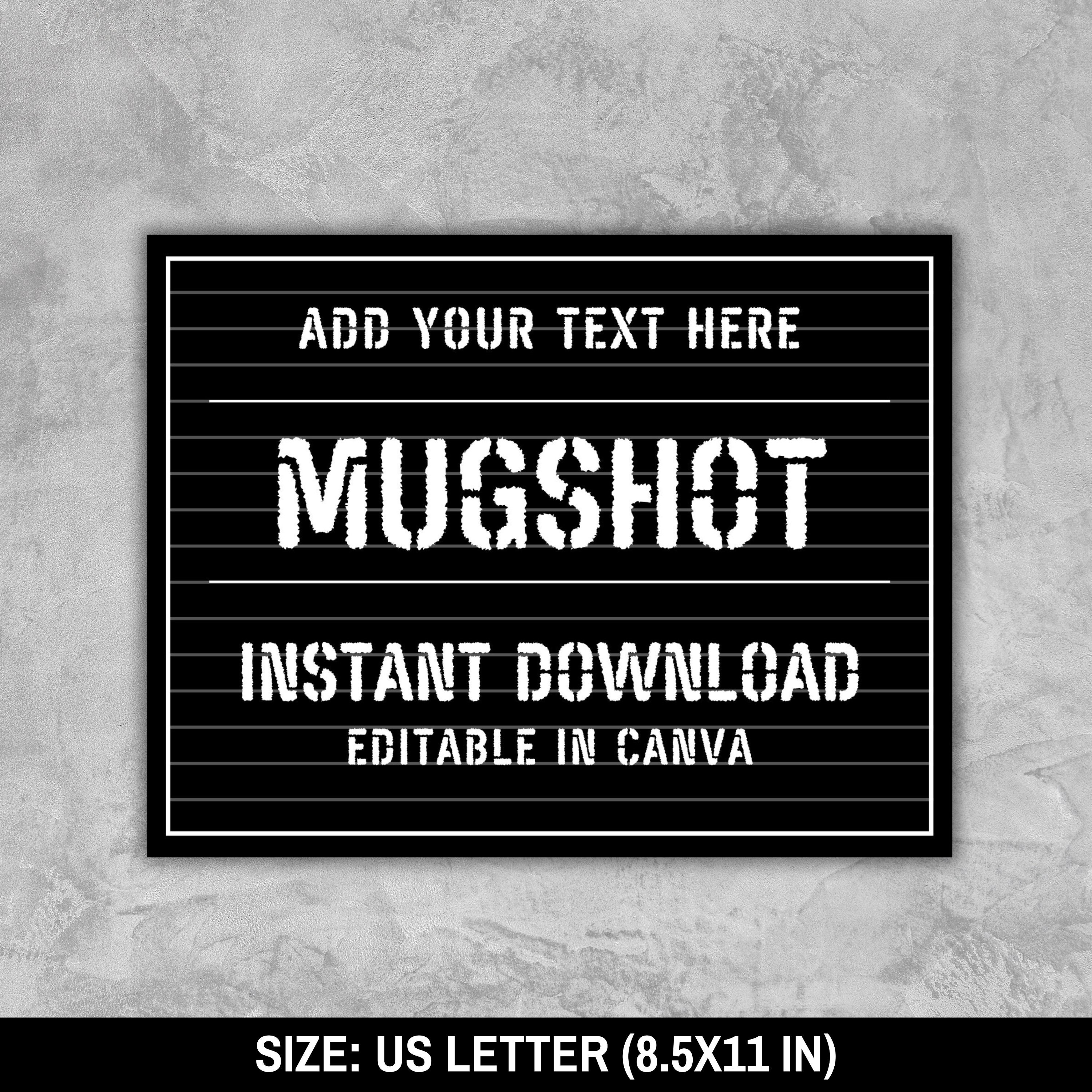 DIY Mugshot Sign, Editable Mugshot Sign Board, Police Party, Photo ...