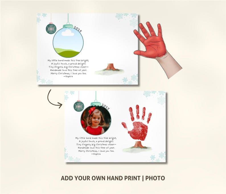 Christmas Handprint Craft Poem Template, Kids Handprint Art With Photo ...