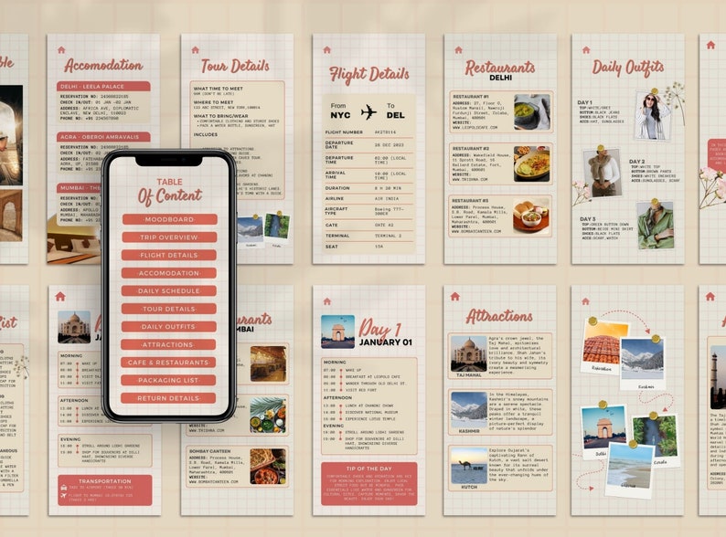 Canva Editable Travel Itinerary Template, Travel Planner, Printable ...