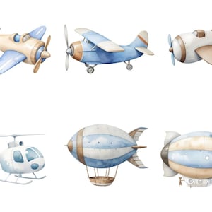 Air Transport Watercolor Clipart | Nursery Decor | Baby Boy Its a Boy ...