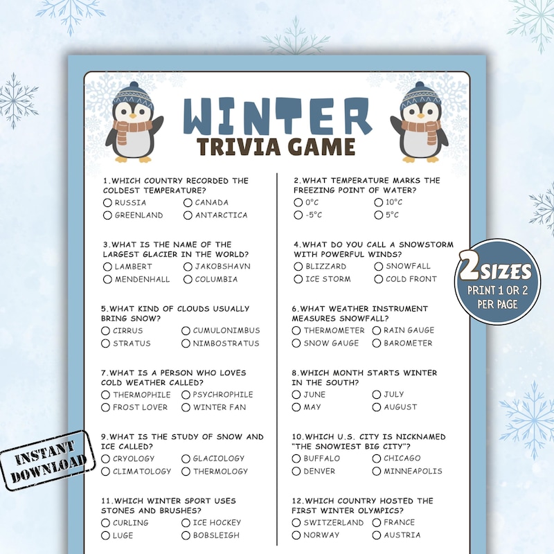 Winter Quiz Challenge - Etsy
