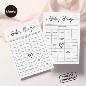 Baby Shower Bingo 60 Prefilled Baby Bingo Cards Baby Shower Game ...