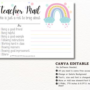 Boho Rainbow Teacher Mail - Note From the Teacher - Teacher Report ...
