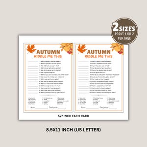 Fall Autumn Riddles Trivia, Autumn Party Game, Autumn Game for Adults ...