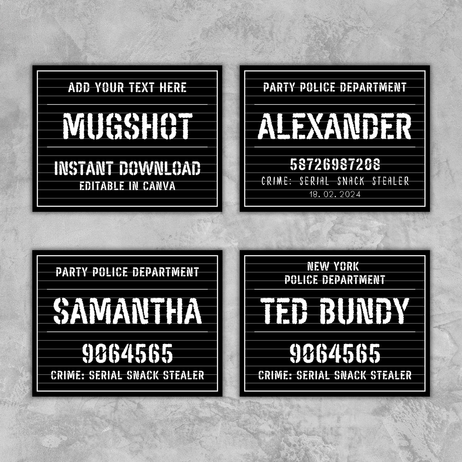 DIY Mugshot Sign, Editable Mugshot Sign Board, Police Party, Photo ...