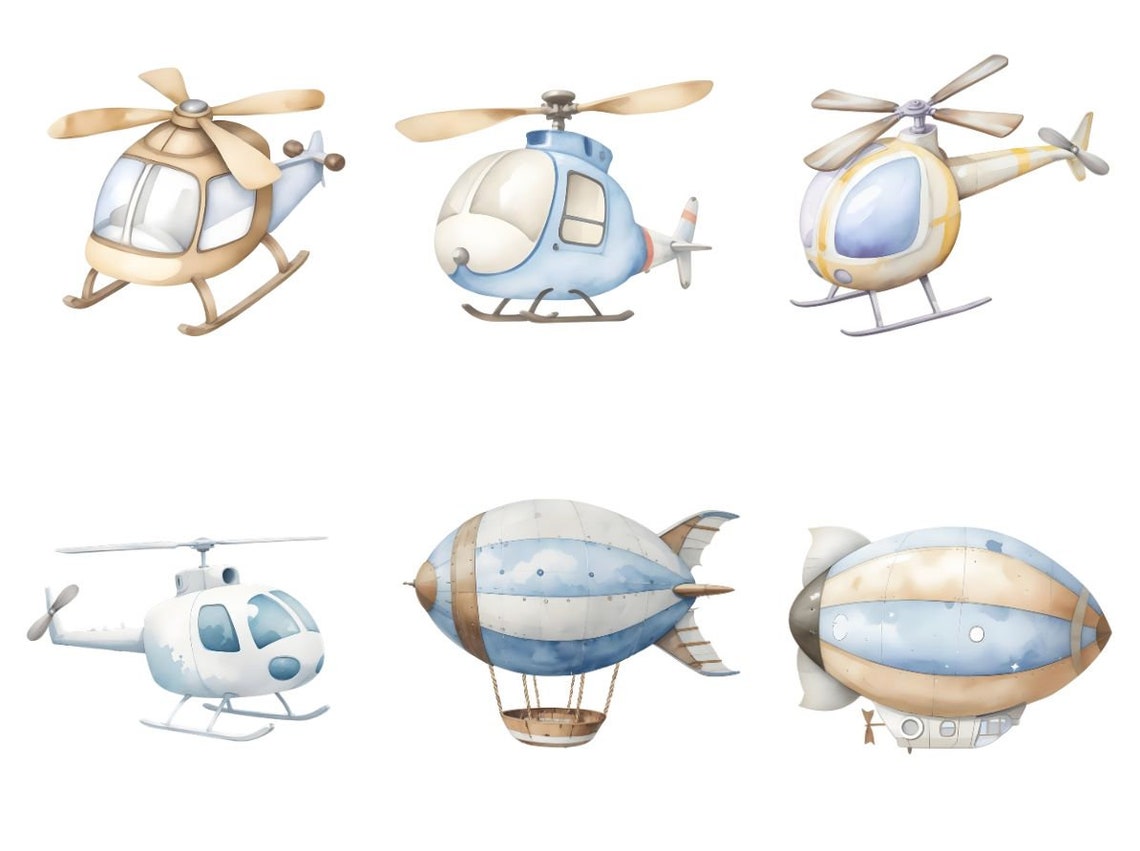 Air Transport Watercolor Clipart | Nursery Decor | Baby Boy Its a Boy ...