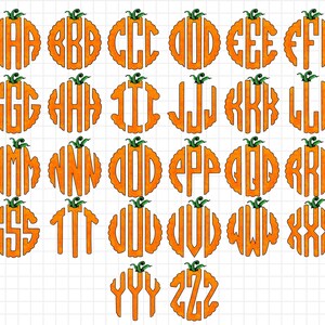 Pumpkin Monogram Letters, Autumn Leaves Sublimation PNG Elements Hand ...
