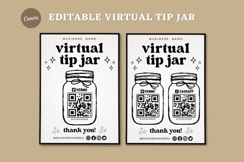 Printable Virtual Tip Jar Venmo Payment Sign, QR Code Sign Canva ... Printable Virtual Tip Jar Venmo Payment Sign, QR Code Sign Canva ...