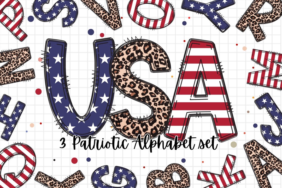 Rustic Flag Alphabet Letters PNG Bundle, Hand Drawn Alphabet Doodle ...