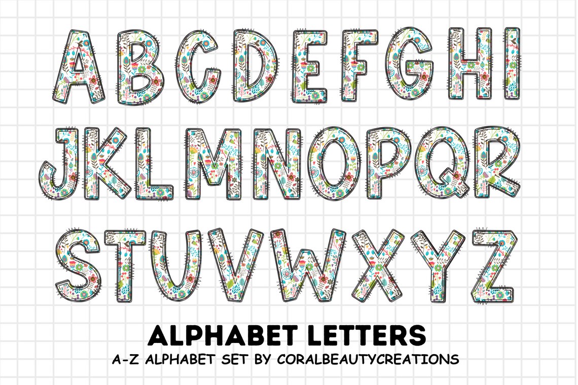 Spring Floral Alphabet Letters PNG Bundle, Summer Mothers Day Flower ...