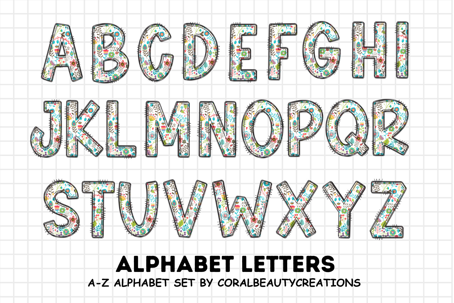 Spring Floral Alphabet Letters PNG Bundle, Summer Mothers Day Flower ...
