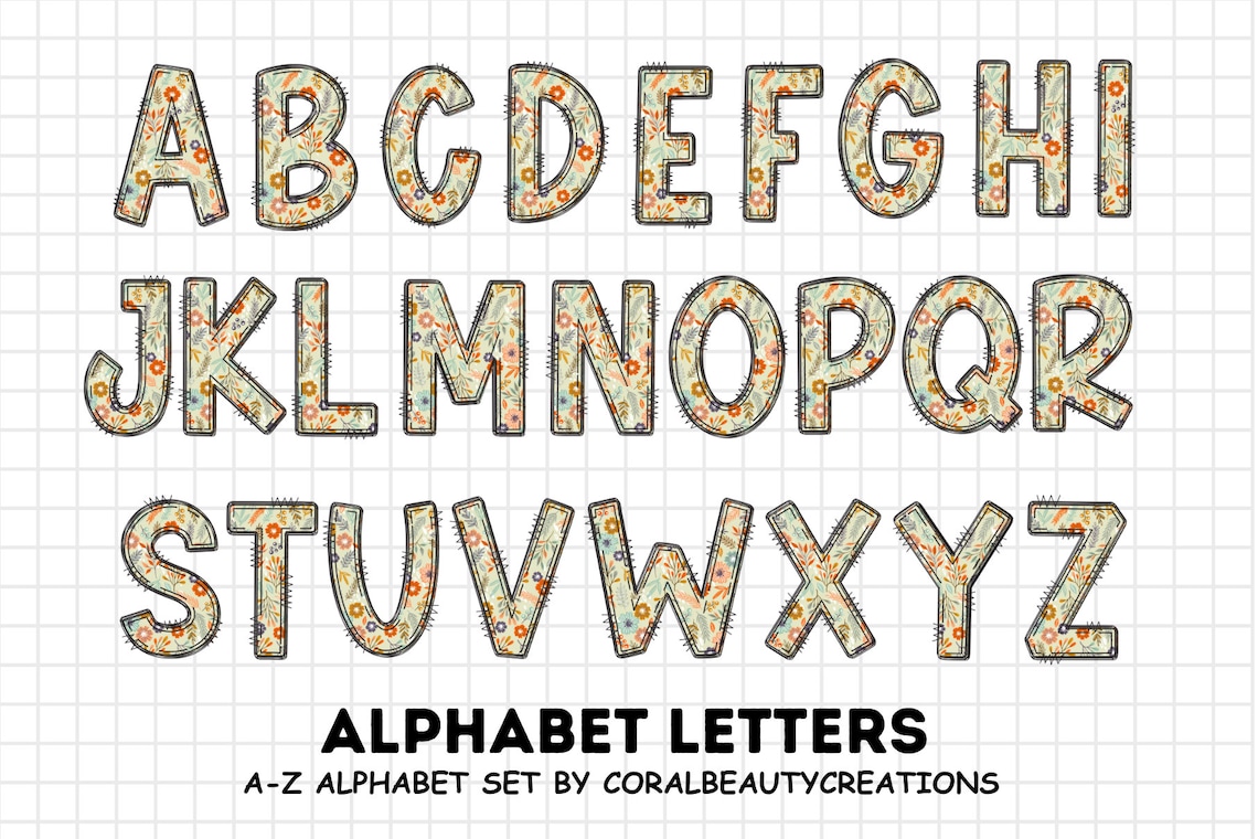 Spring Floral Alphabet Letters PNG Bundle, Summer Mothers Day Flower ...