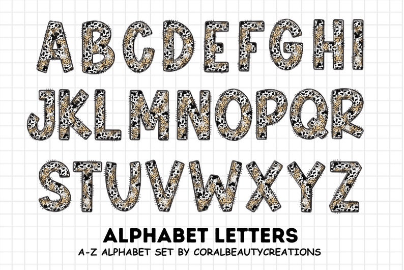 Cowhide Print Alphabet Letters Bundle, Leopard Print, Bleach Western ...