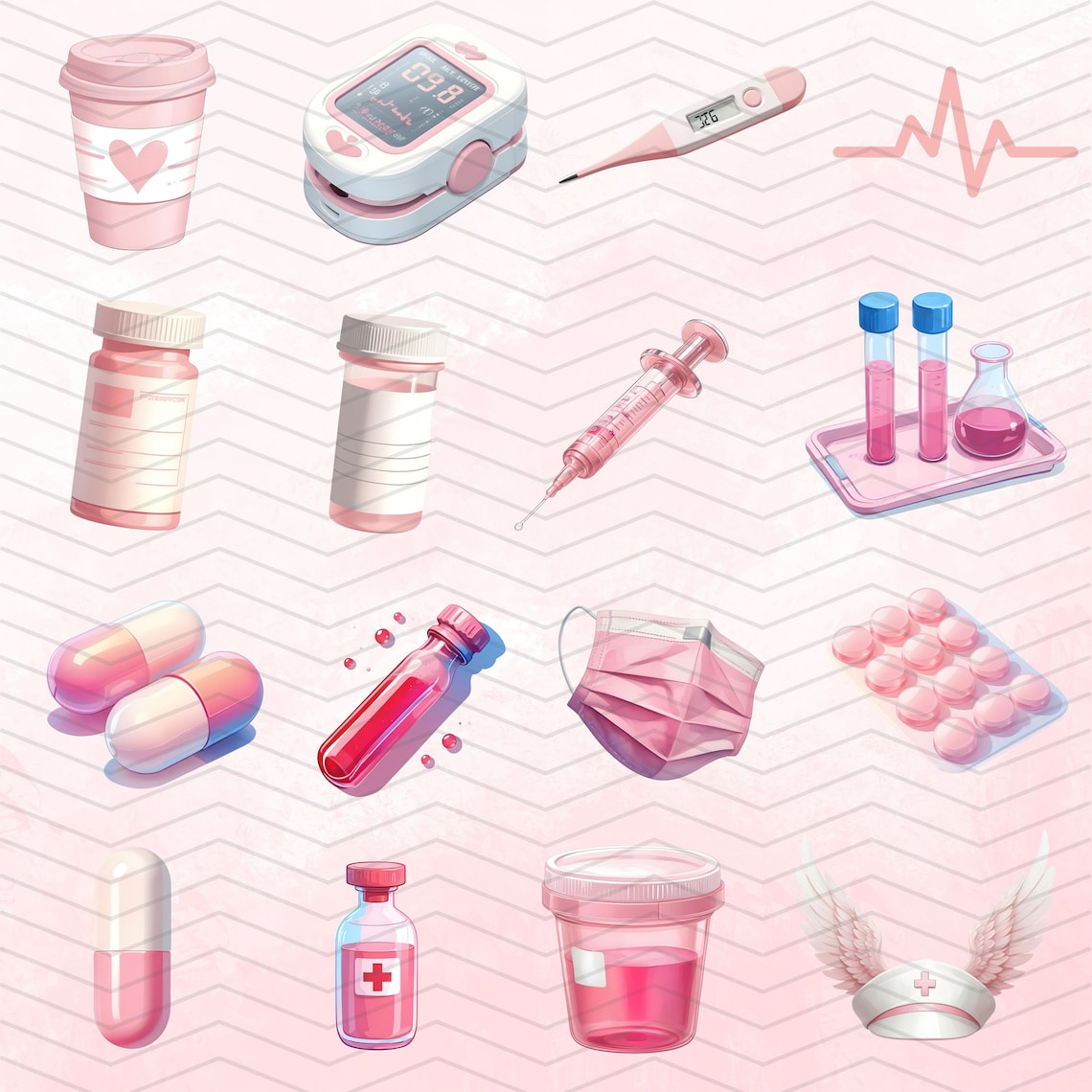 Medical Elements Clipart, Healthcare Projects Digital Planner, Medical ...