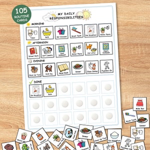 Daily Responsibilities Chore Chart, Printable Full Day Visual Routine ...