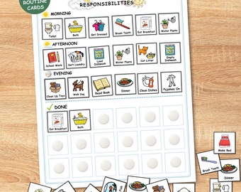 Daily Responsibilities Chore Chart, Printable Full Day Visual Routine ...