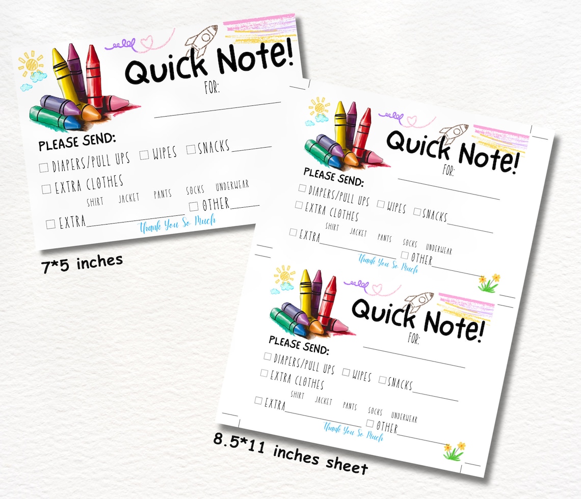 Quick Note! Daycare Note Home, Daycare Mail, Canva Editable, Daycare ...