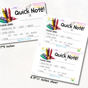 Quick Note! Daycare Note Home, Daycare Mail, Canva Editable, Daycare ...