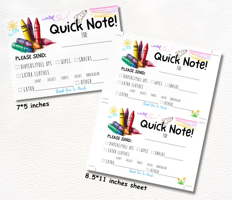 Quick Note Daycare Note Home, Daycare Mail, Daycare Folder, Note From ...