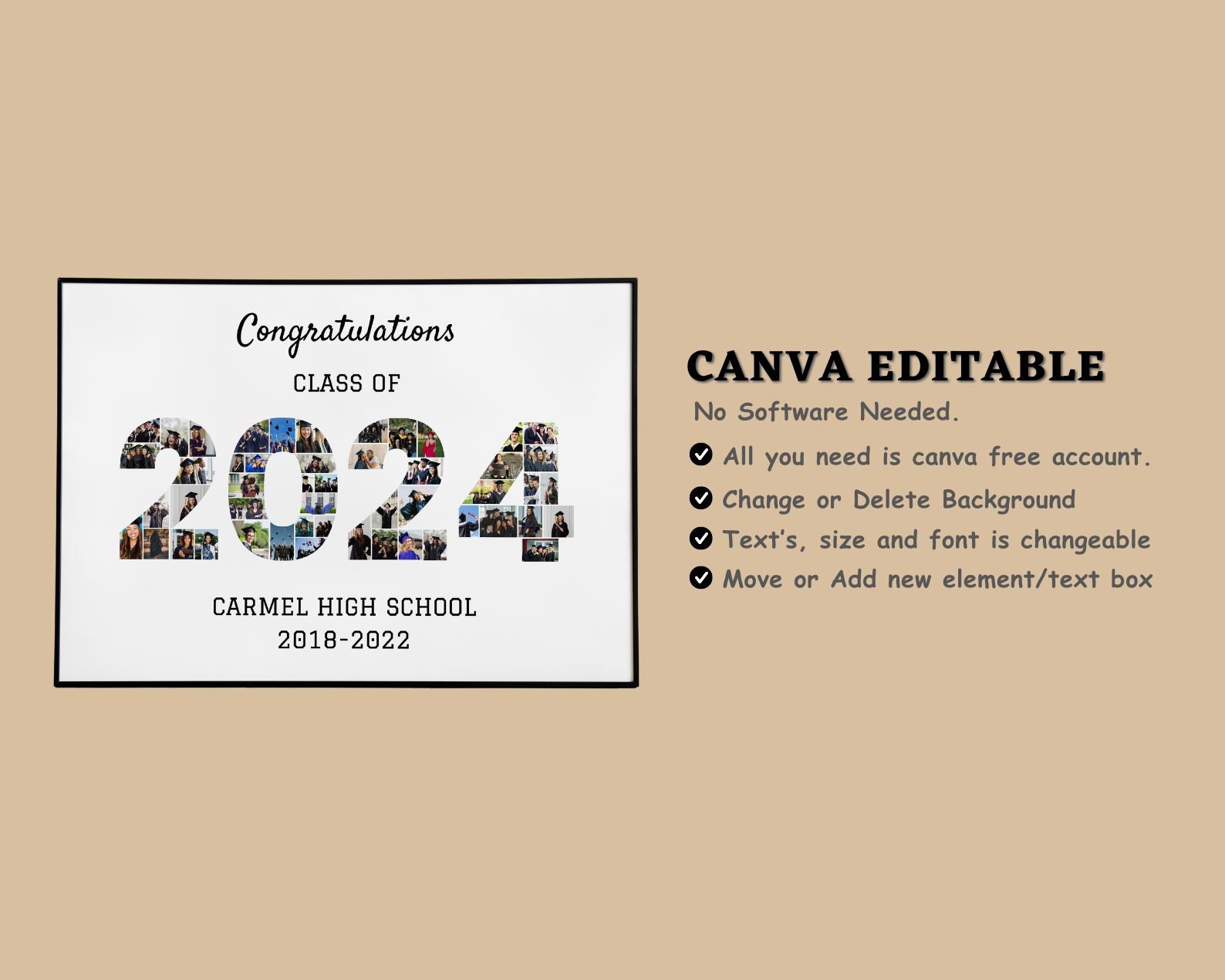2024 Number Photo Collage, Class of 2024 Graduation Poster, Number 2024 ...