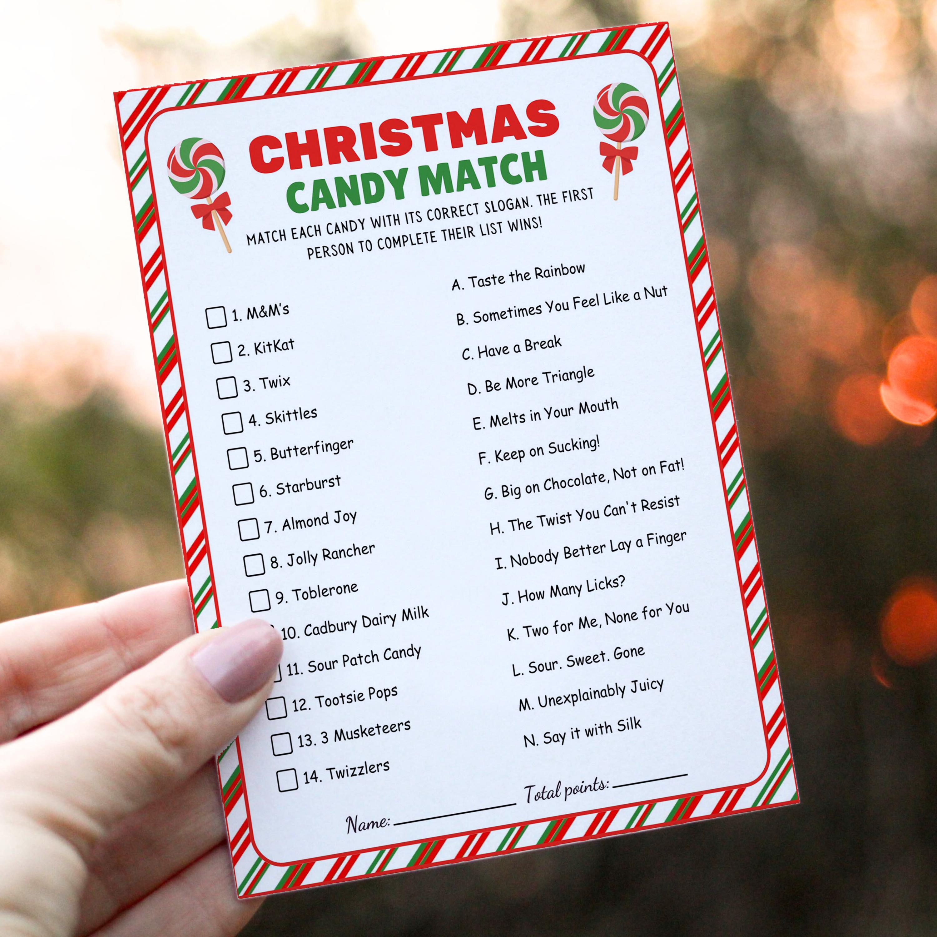 Christmas Candy Match Game, Candy Quiz Game, Holiday Party Game, Xmas ...