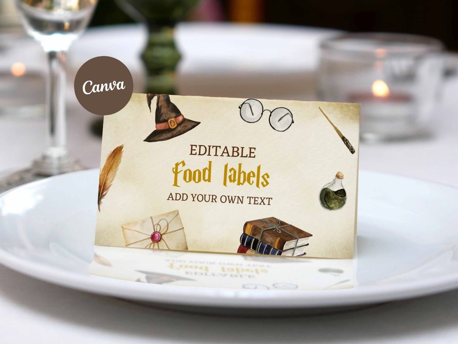 Wizard Birthday Party Food Label Template, Wizardry Food Label Card ...