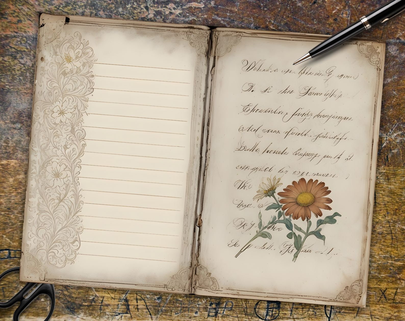 Daisy Journal Kit, 12 Digital Junk Journal Pages, Junk Journal Daisy ...