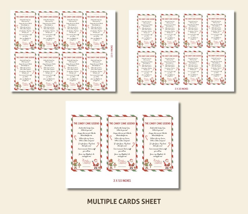 Legend of the Candy Cane Poem Card, Printable Candy Cane Tag With Jesus ...