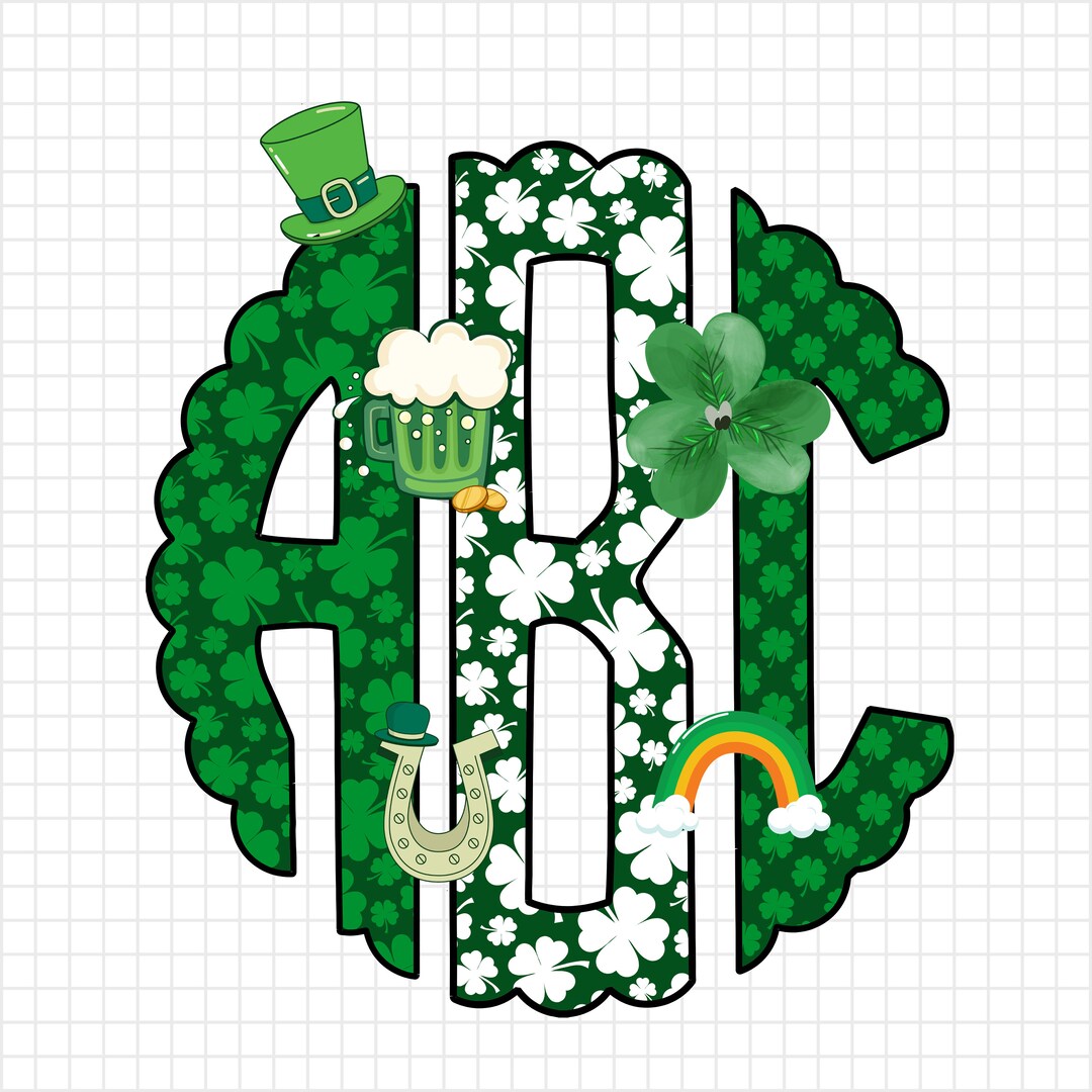 St Patricks Day Monogram With Clip Art Doodle Letters, Make Your Own ...