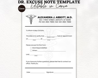 Fillable Doctors Note Doctor Excuse Note Template Custom Drs Notepad ...
