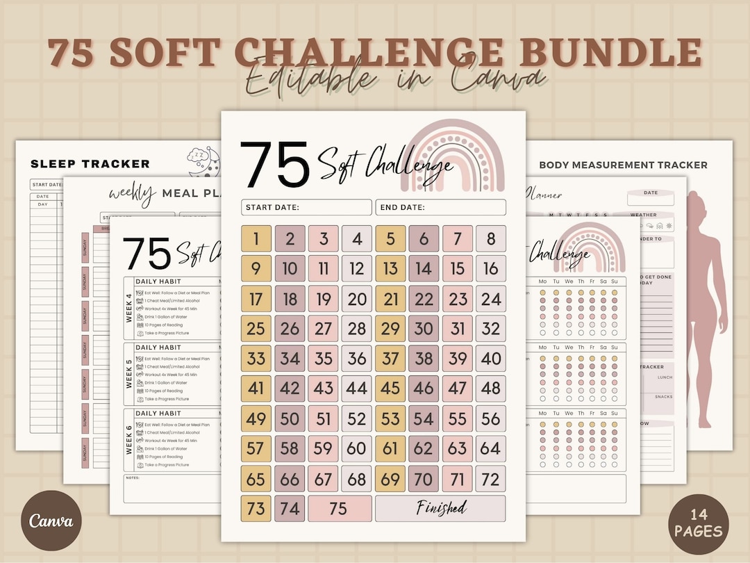75 Soft Challenge Tracker, Daily 75 Soft Challenge Journal, 75 Soft ...