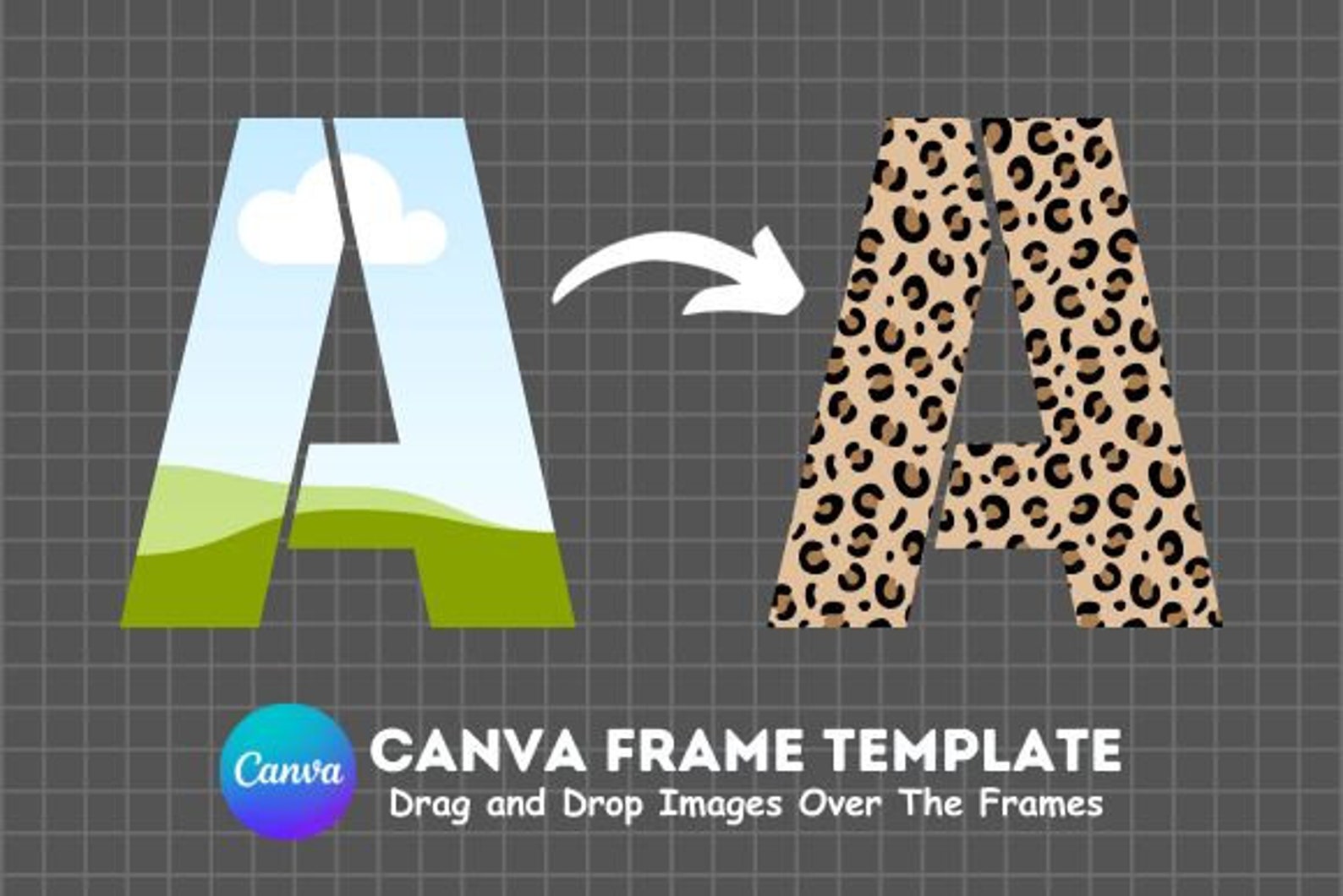 Fill Your Own Split Stencil Letters Font on CANVA - Canva Frames Bundle ...