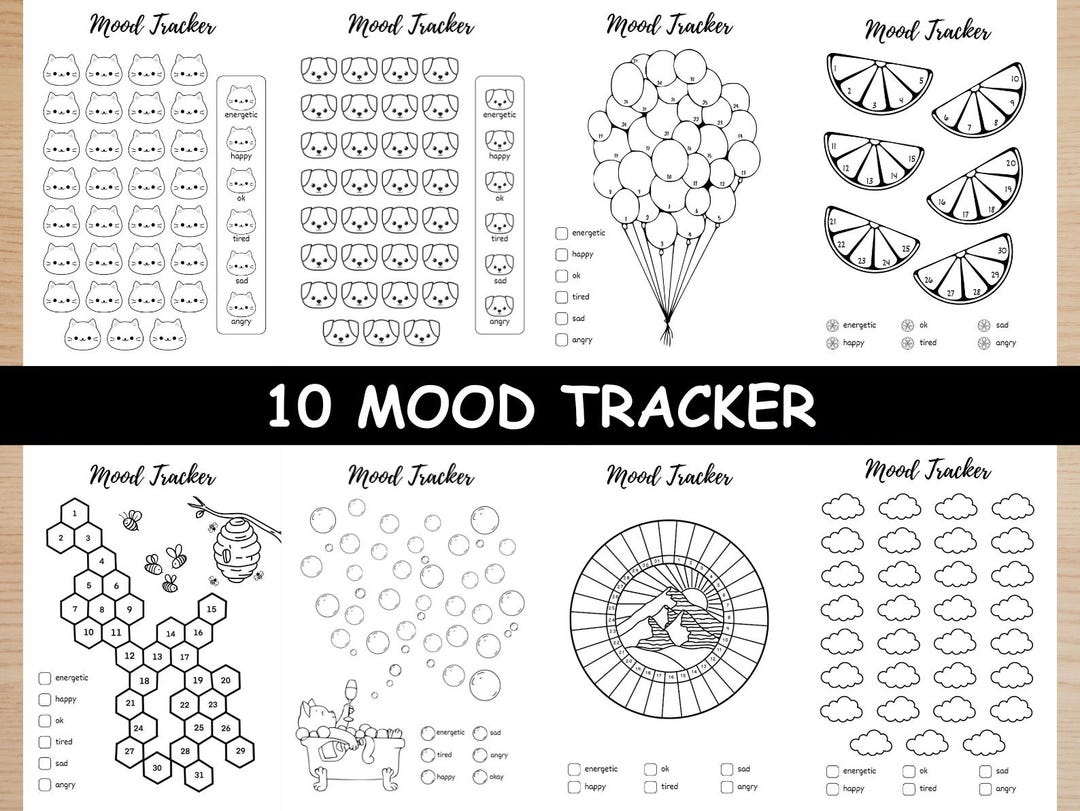 Mood Trackers Bundle, Feelings Tracker, Daily Mood Tracker, Printable ...