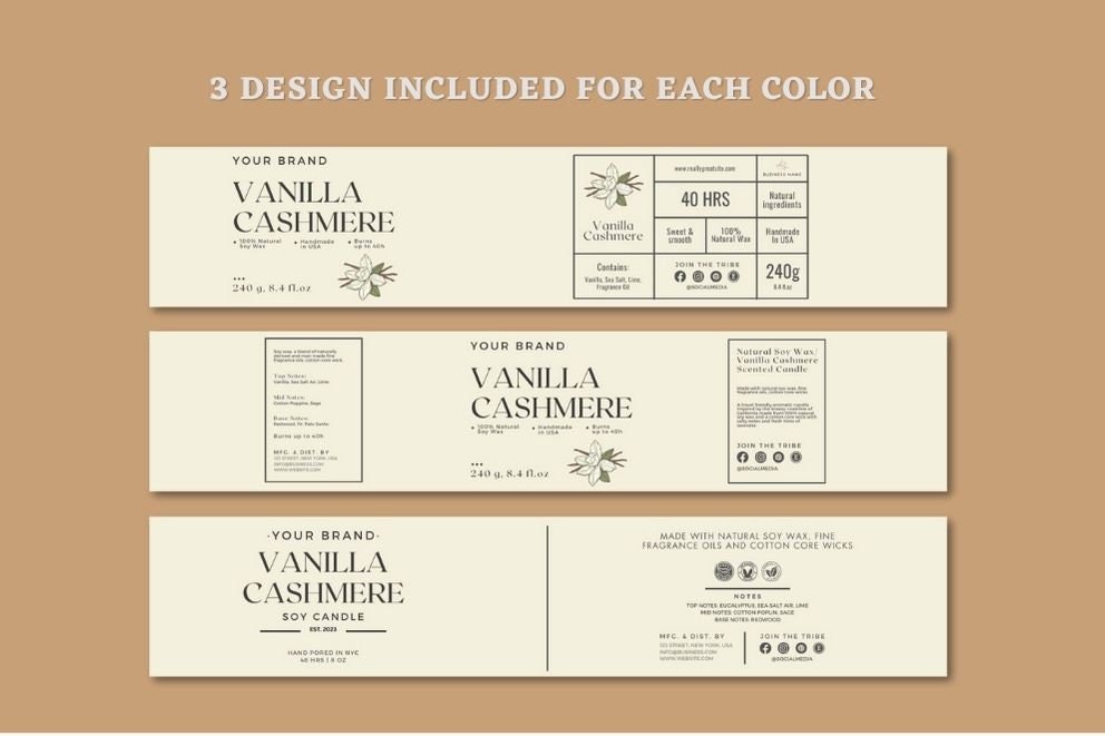 Modern Candle Tin Label Template, Thin Candle Label, Editable ...