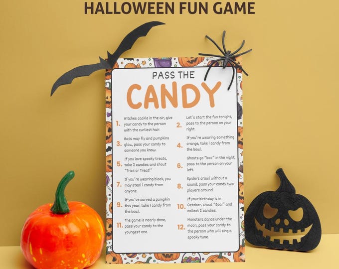 Halloween Pass the Candy Game, Halloween Activity, Pass the Prize Game ...